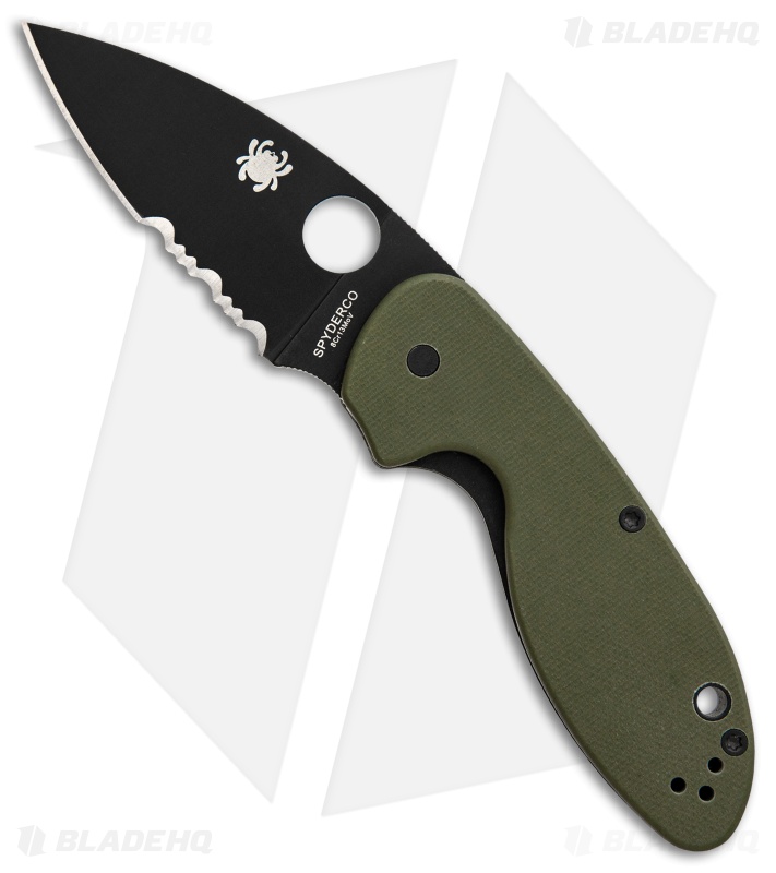 Spyderco Efficient | Green G-10 Liner Lock Knife | Black Serrated