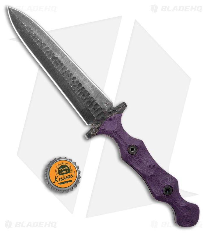 Stroup Knives Dagger Fixed Blade Knife Purple G-10 (5.25" Black SW ...
