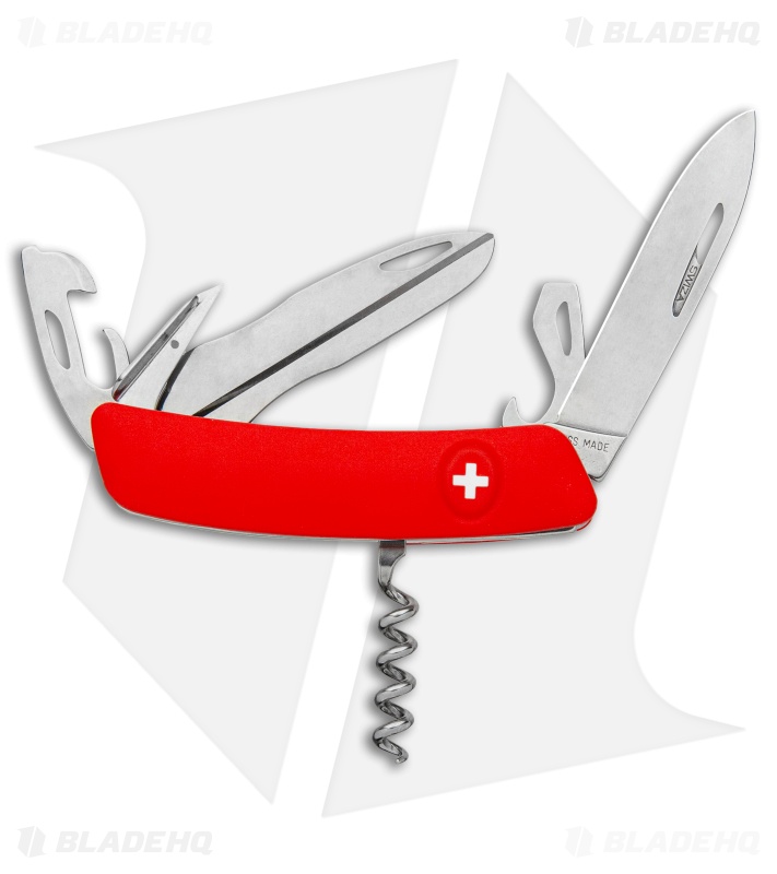 Swiza D07 Button Lock Swiss Pocket Knife Red (2.75" Satin) - Blade HQ