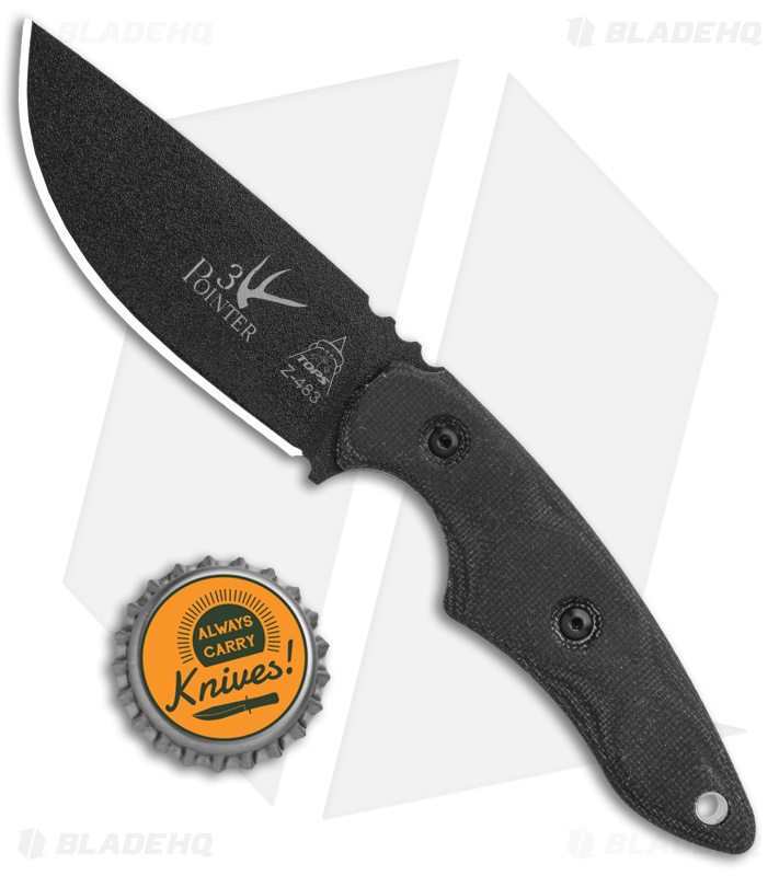 TOPS Knives 3 Pointer - Fixed Blade Knife | Black Micarta | Blade HQ
