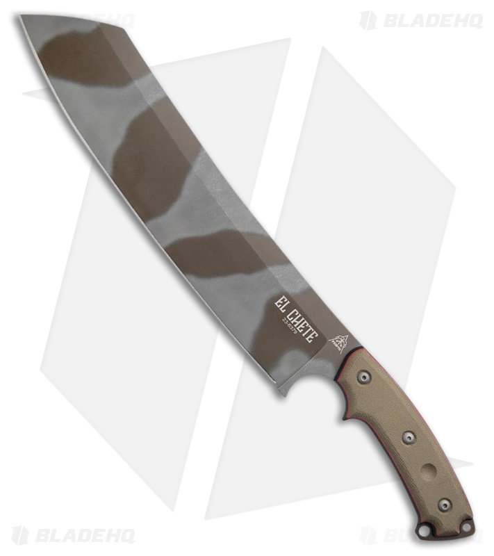 TOPS Knives El Chete Fixed BladeTan Canvas Micarta (12" Midnight Camo ...