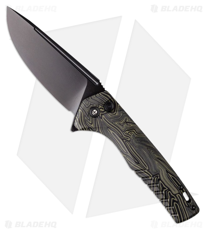 Tekto Knives F3 Charlie Button Lock Knife Damascus G-10