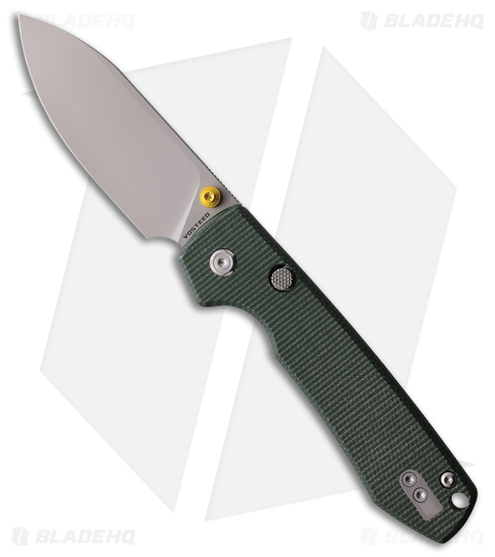 Vosteed Raccoon Top Knife Green Canvas Micarta (Satin)