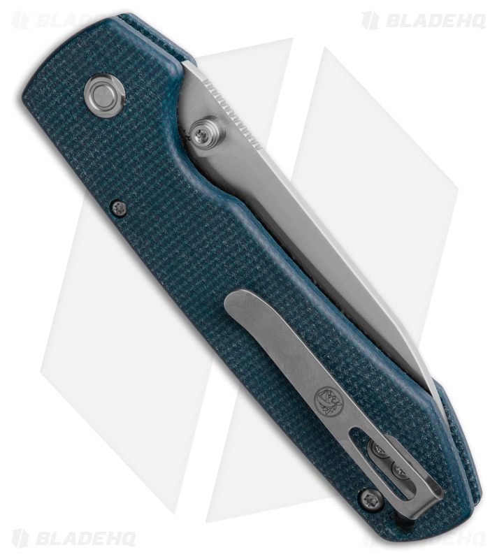 Vosteed Raccoon Button Lock Knife Blue/Satin - Blade HQ