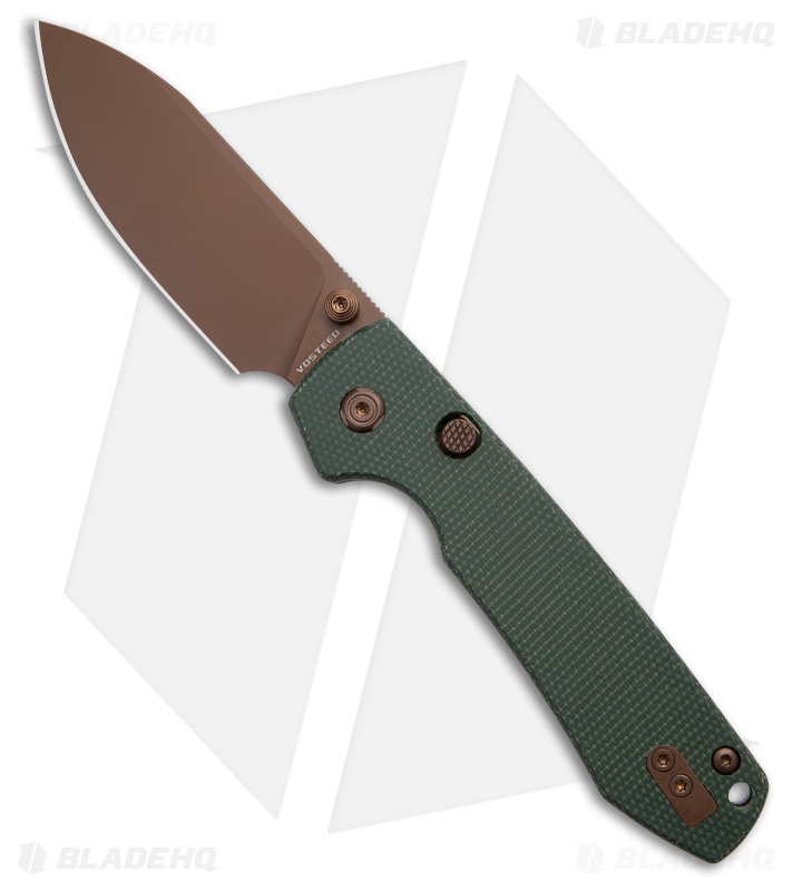 Vosteed Raccoon Top Liner Lock Knife Green Micarta (3.25" Copper Dune) - Blade HQ