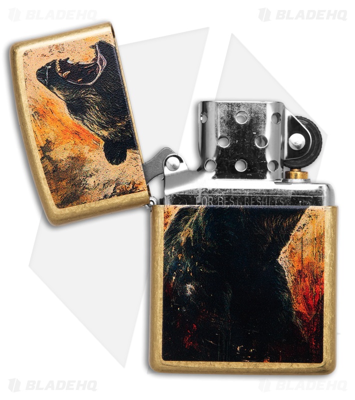Zippo Grizzly Bear Roar Bronze Aluminum Lighter - Blade HQ