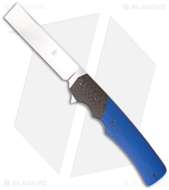 Jason Clark Custom Razor Framelock Blue G10 / Carbon Fiber Knife (3.5 ...
