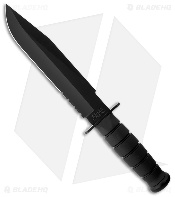 Ka-Bar Fighter Fixed Blade Knife Black Serr 1271 - Blade HQ