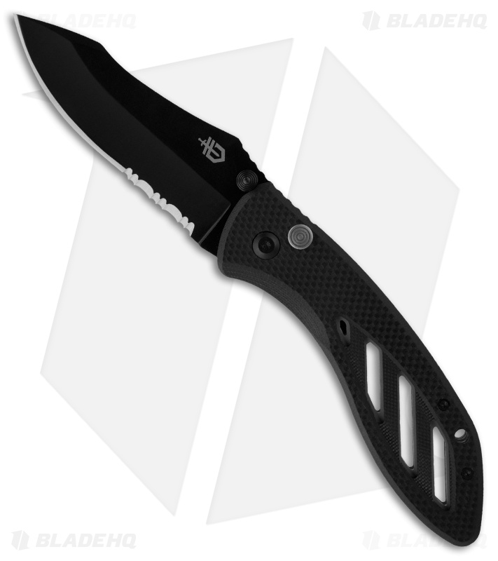 Gerber Instant Assisted Opening Knife (3.18" Black Serr) AO 2184 - Blade HQ
