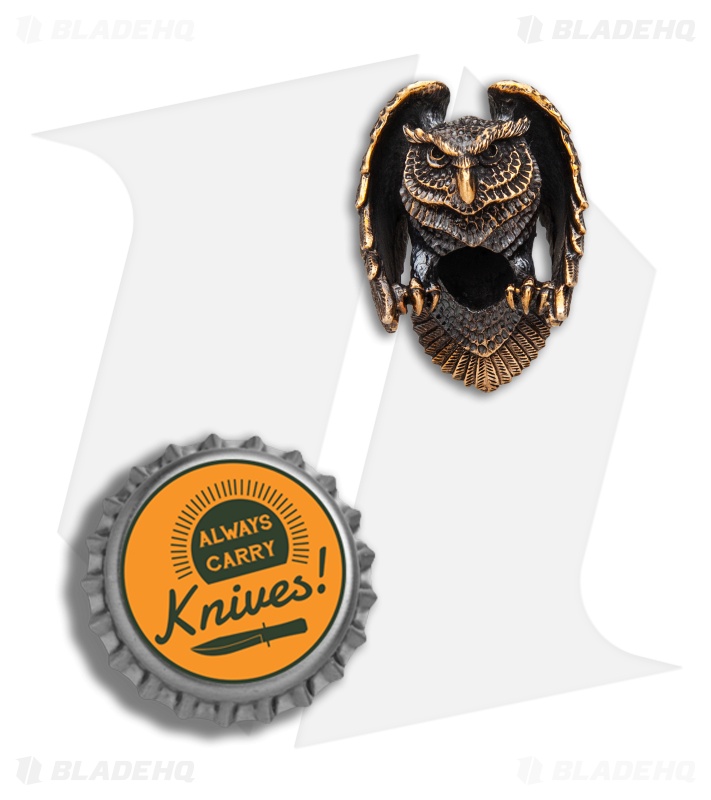 RUS Beads Shop Runic Owl Skull | Lanyard Bead | Bronze