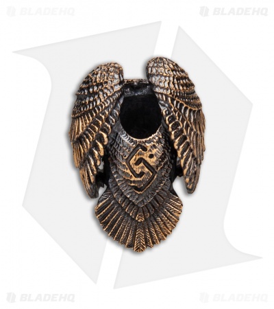 RUS Beads Shop Runic Owl Skull | Lanyard Bead | Bronze