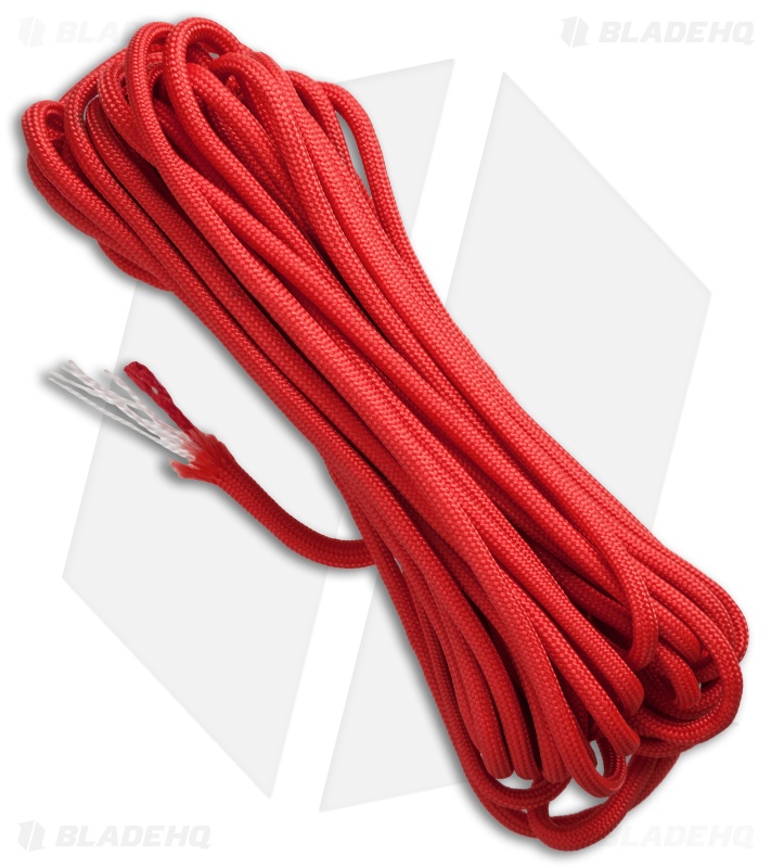 25' Red 550 FireCord Paracord Nylon Braided 7-Strand + 1 Tinder Core ...