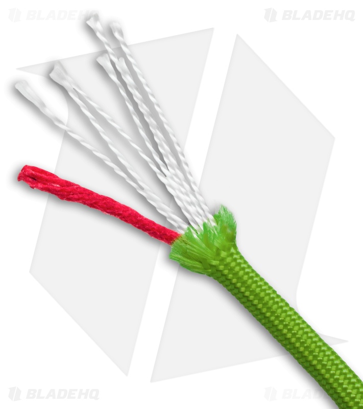 25' Safety Green 550 FireCord Paracord Nylon Braided 7-Strand + 1 ...