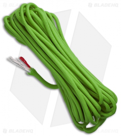 25' Safety Green 550 FireCord Paracord Nylon Braided 7-Strand + 1 ...