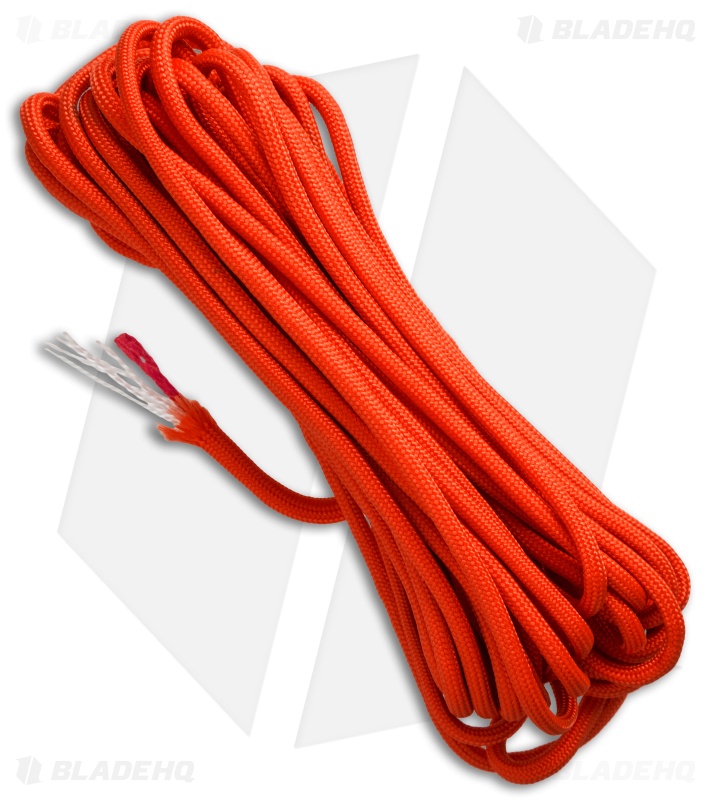 25' Safety Orange 550 FireCord Paracord Nylon Braided 7-Strand + 1 ...
