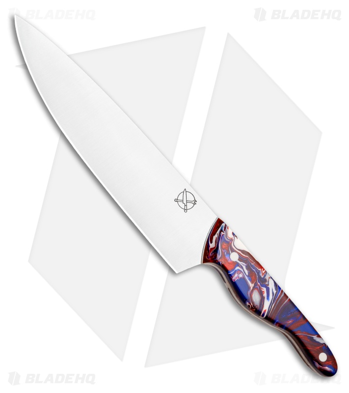 Blue Collar Blades Mule Chef Knife Red/Blue/White Shok - Blade HQ