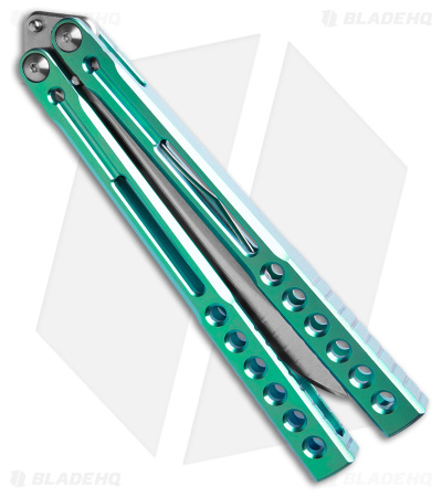 Heibel Knives Invictus Balisong Knife Teal Ti SW - Blade HQ