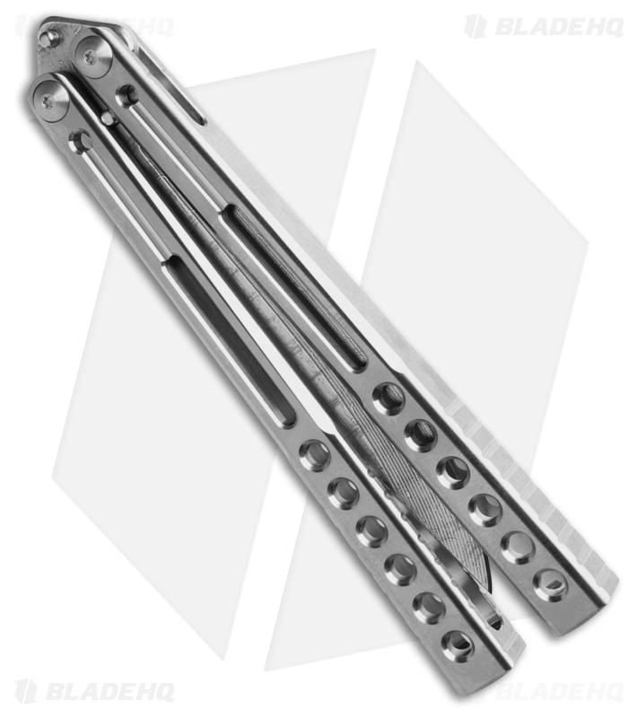 Heibel Knives Invictus Balisong Knife Ti/Damascus - Blade HQ