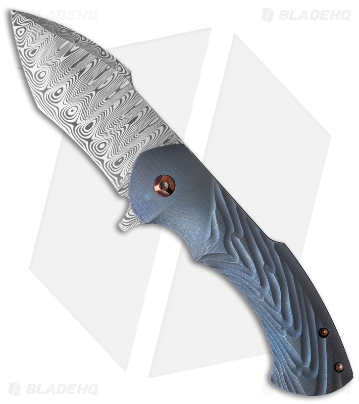 Rick Barrett Fallout Mid-Tech Flipper Knife Blue Titanium (3.5 ...