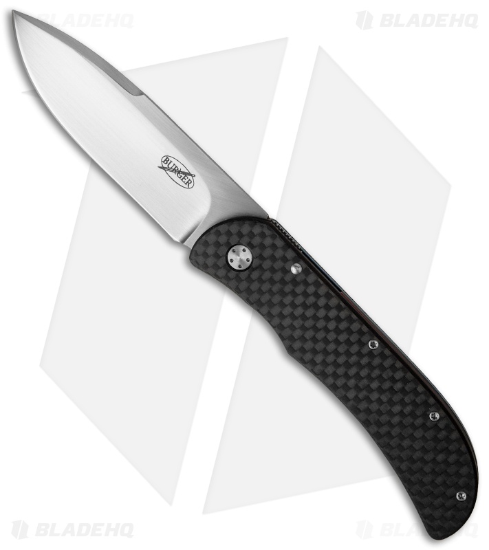 Burger Knives Custom LEXK Liner Lock Knife Carbon Fiber (3.25" Satin ...