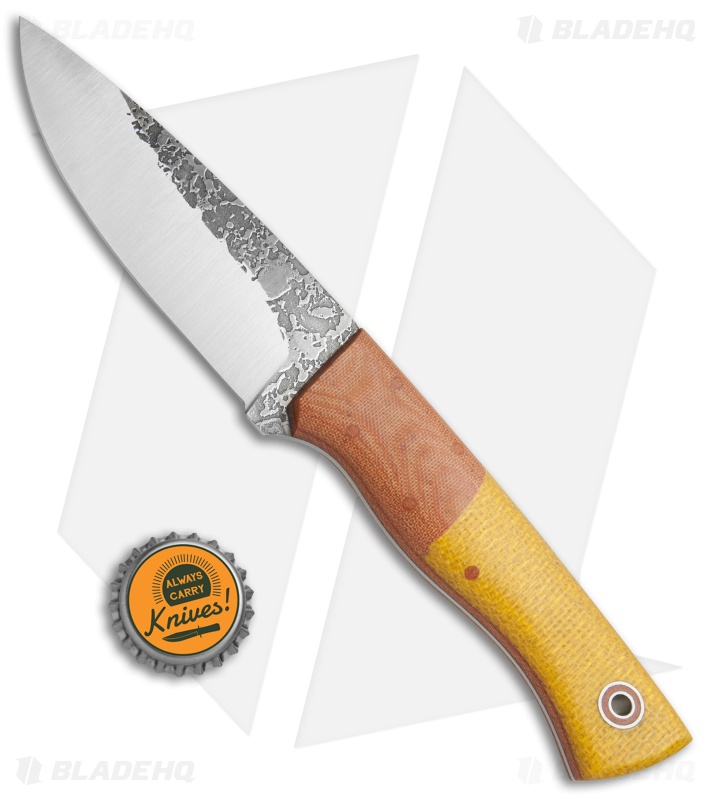 Fiddleback Forge Hunter Knife Natural Micarta/Burlap (4.5" Satin ...