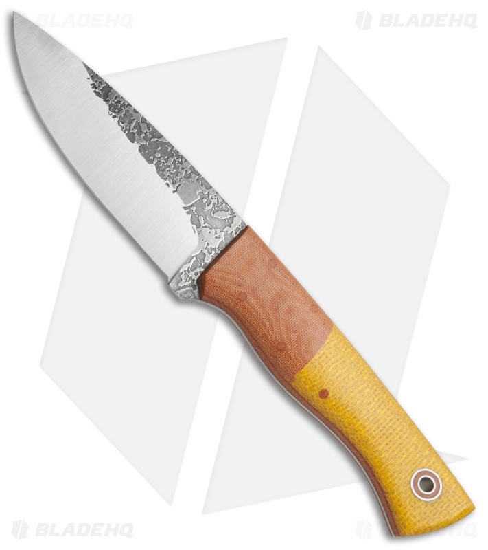 Fiddleback Forge Hunter Knife Natural Micarta/Burlap (4.5" Satin ...