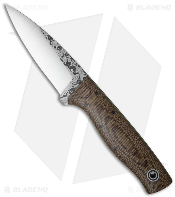 Fiddleback Forge Bear Paw Fixed Blade Knife Brown Canvas (4.25" Satin ...