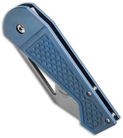 Gale Force Customs Hawkeye Mid-Tech Knife Blue Ti (3.25" Stonewash ...