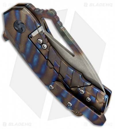 Glenn Waters Custom Kiba II Flipper Knife Flamed Ti (2.5" Stonewash ...