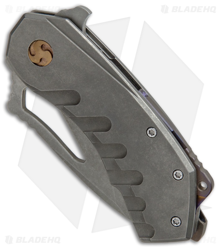 Glenn Waters Custom Kiba II Flipper Knife Ti (2.5" Stonewash) - Blade HQ