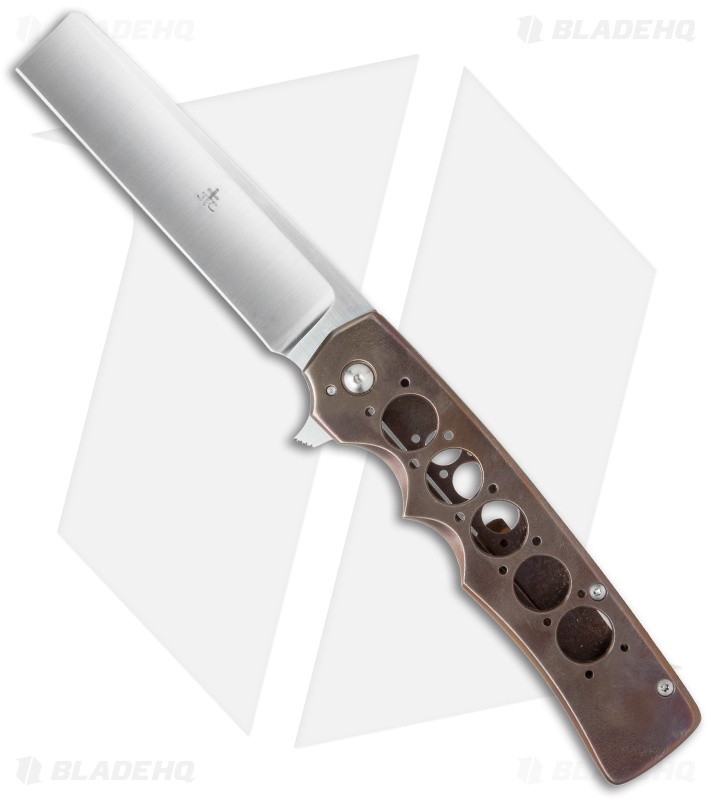 Jason Clark Custom Razor Flipper Knife Titanium (3.75" Satin) - Blade HQ