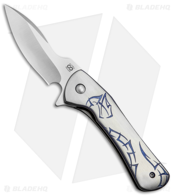 Olamic Cutlery Gambit Liner Lock Knife Ti Blue Anodized/Carved (3 ...