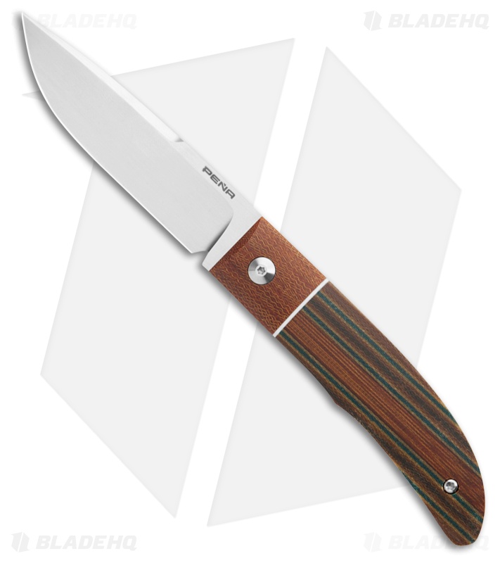 Pena Knives Custom Fixed Blade Grn/Brn Micarta - Blade HQ