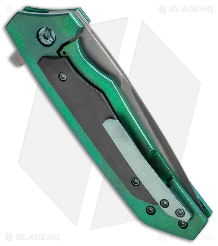 Venier Forge Ronin Frame Lock Flipper Knife Green Ti w/ Zirconium (3.3 ...