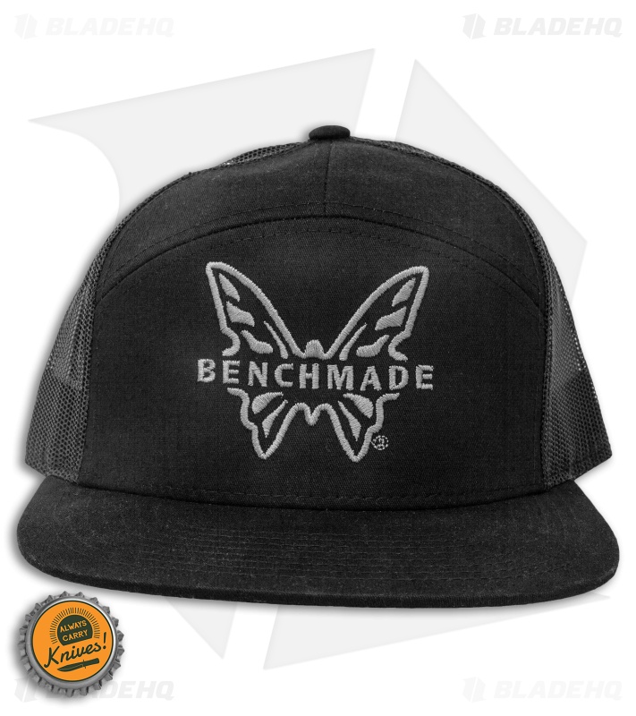 Benchmade Knives Snap Back Mesh 7 Panel Hat w/ Logo - Black - Blade HQ