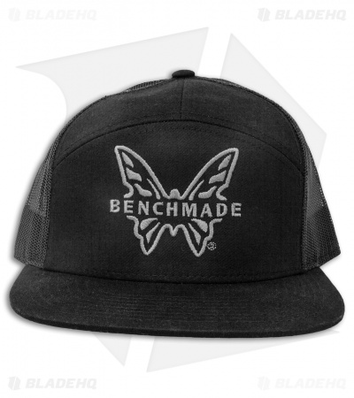 Benchmade Knives Snap Back Mesh 7 Panel Hat w/ Logo - Black - Blade HQ