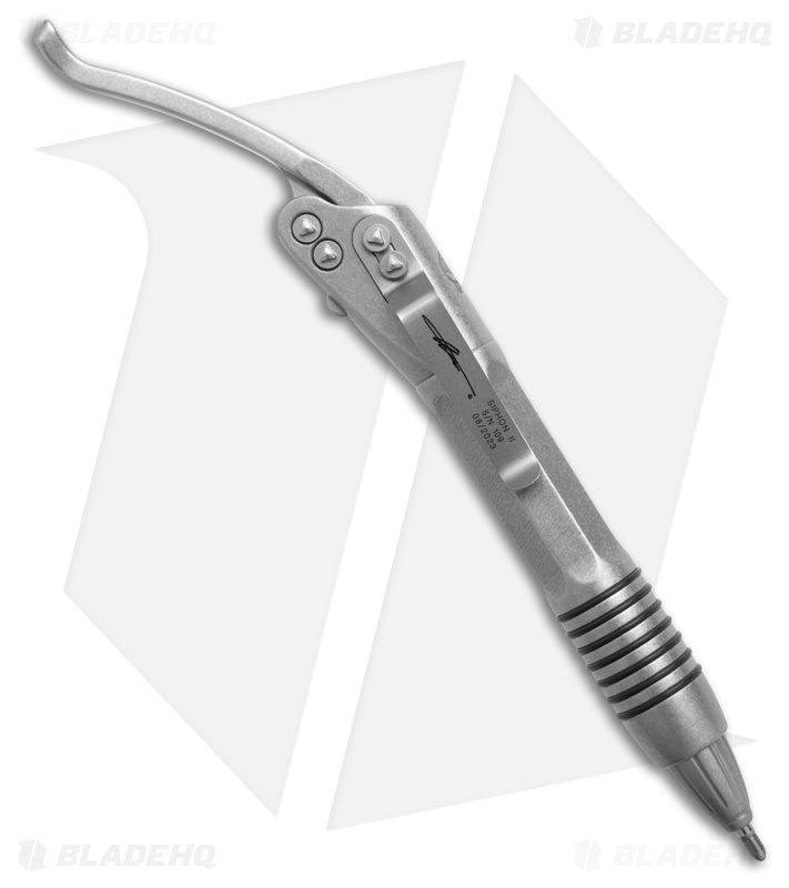 Microtech Siphon II Stonewash Stainless Steel Pen - Skull Engraved ...