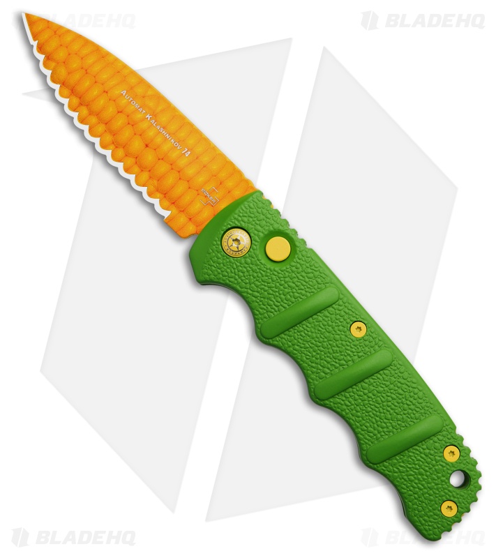 Boker Kalashnicob Automatic Knife Green Al Corn Serr