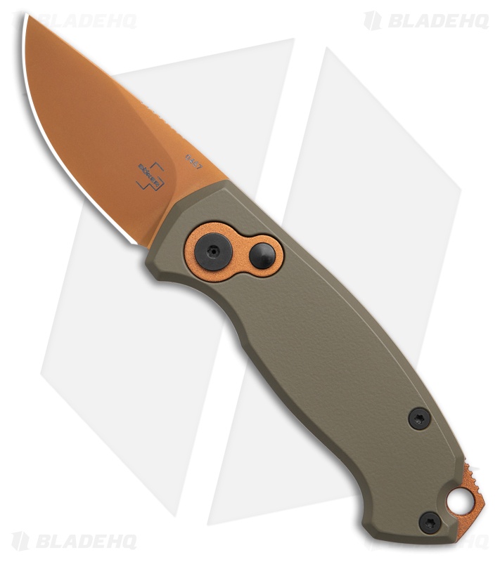 Boker Vox Kompakt Automatic Knife OD Green Aluminum Copper