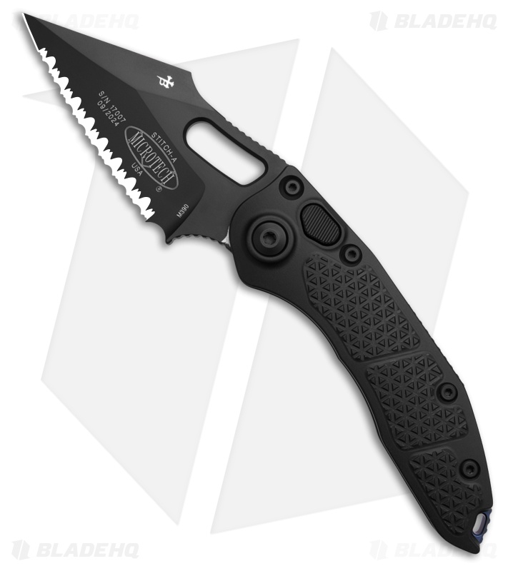 Microtech Stitch Automatic Knife | Black Full Serrated