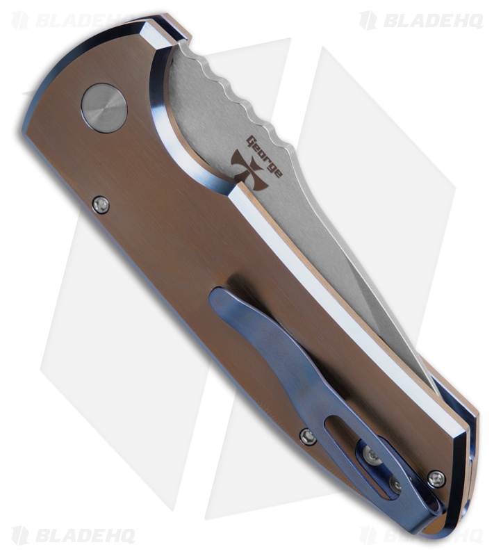 Pro-Tech SBR Steel Custom Auto Knife Blue+Bronze Ti Blade HQ