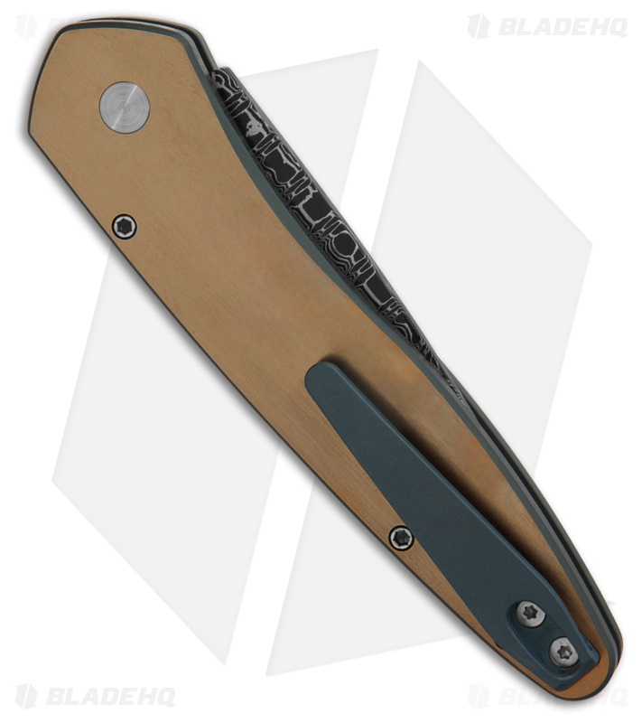 Pro-Tech Newport Auto Knife Bronze/Green Titanium Damascus
