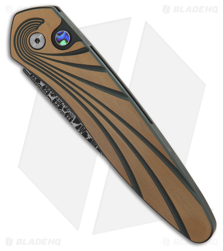 Pro-Tech Newport Auto Knife Bronze/Green Titanium Damascus
