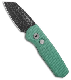 Pro-Tech Runt 5 Auto Tiffany Blue Al Reverse Tanto Damascus