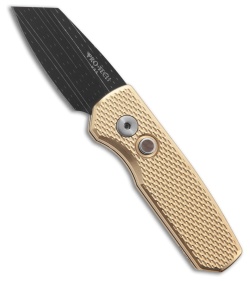 Pro-Tech Runt 5 Auto Aluminum Bronze Reverse Tanto Damascus