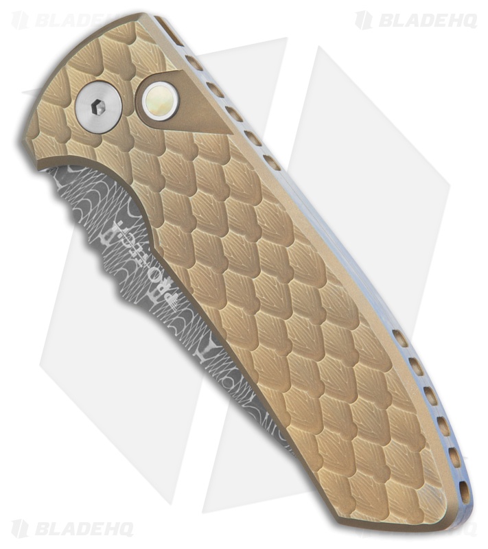 Pro-Tech SBR Bronze/Blue Double Feather Ti (Dam.) - Blade HQ