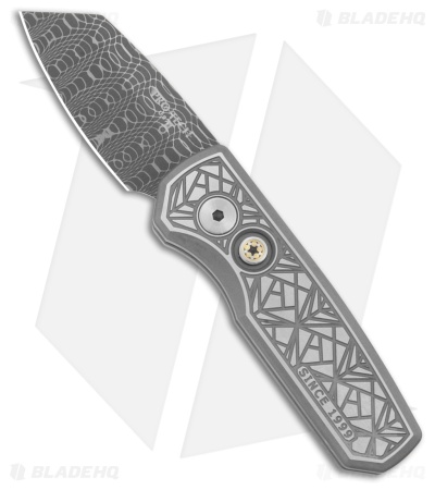 Pro-Tech Runt Automatic Knife Gray Textured Steel Damascus