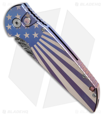 Pro-Tech Custom TR-3 Auto Knife Patriotic Ti Dam) - Blade HQ