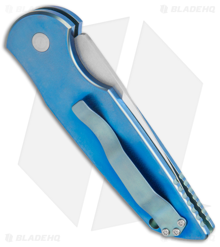 Pro-Tech TR-3 Button Lock Knife Blue/Green Titanium Blade HQ