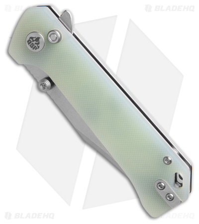 QSP Grebe Button Lock Knife Jade G-10/SW - Blade HQ
